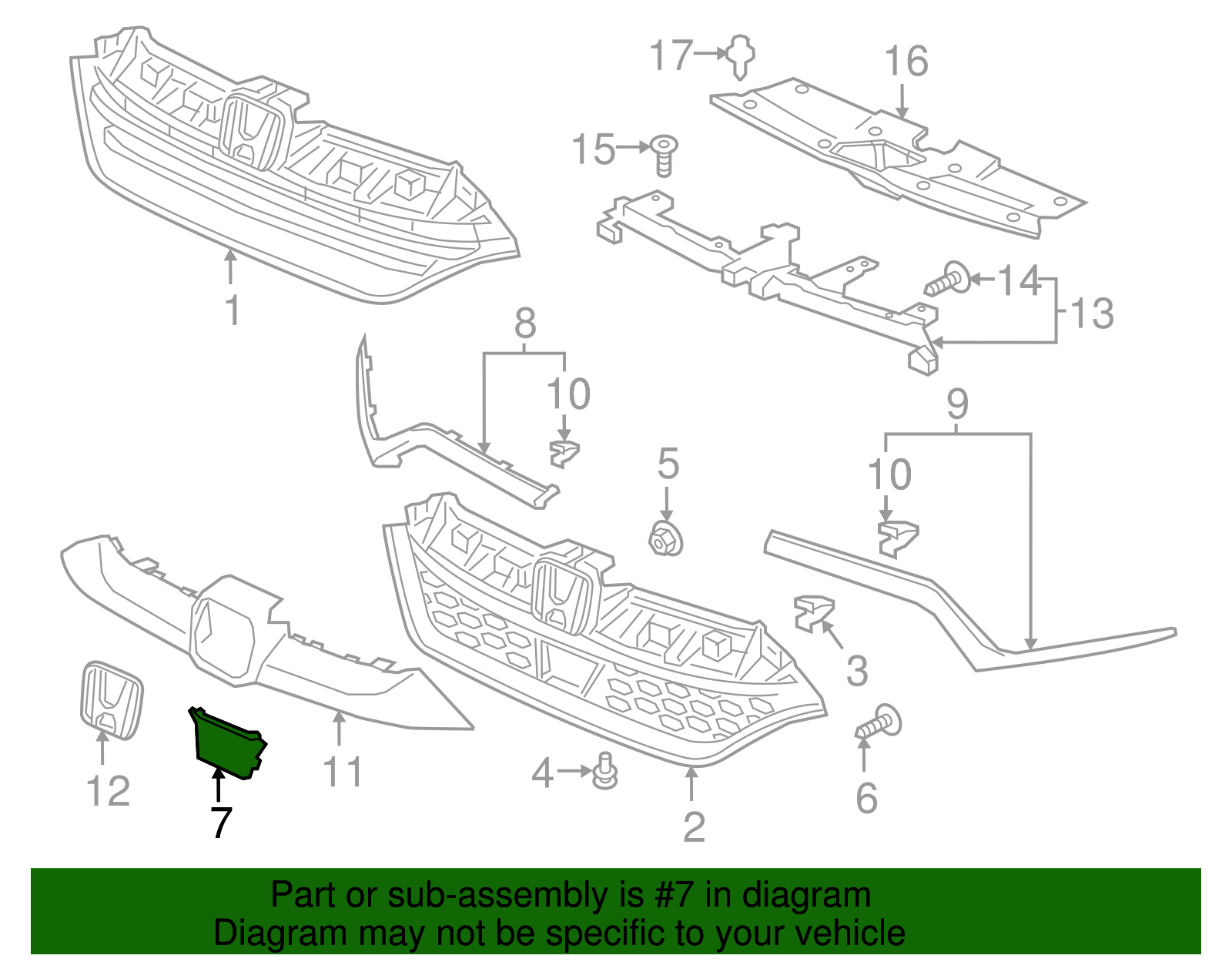 71124-TLA-A00 - 2017-2019 Honda CR-V - Cover Front Grille Radar ...