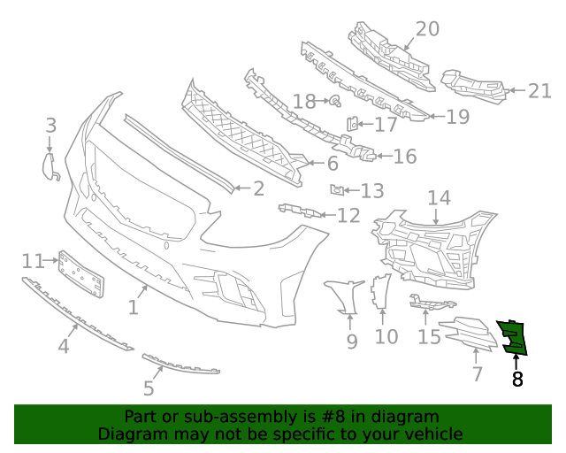 205-885-84-02 - Grille Molding 2019-2023 Mercedes-Benz ...