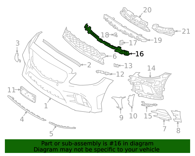2019-2023 Mercedes-Benz Bumper Cover Support Rail 205-885-59-02 ...