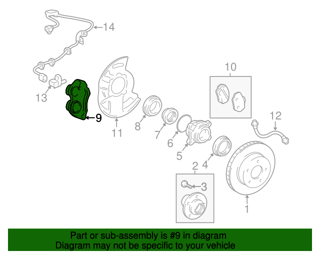 47730-60350 - Disc Brake Caliper (Right, Front) 2015-2024 Toyota ...