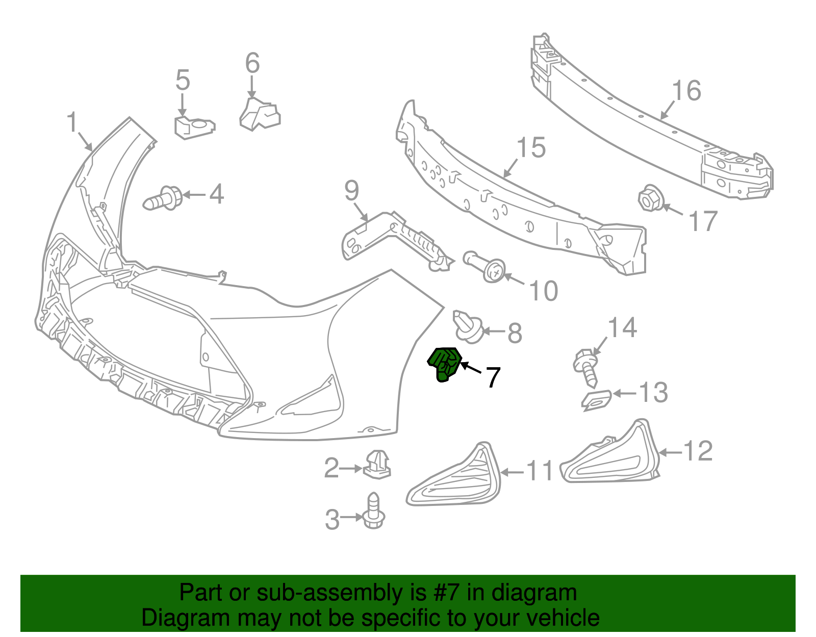 2017-2019 Toyota Corolla Bumper Cover Retainer (Front) 53879-02070 ...