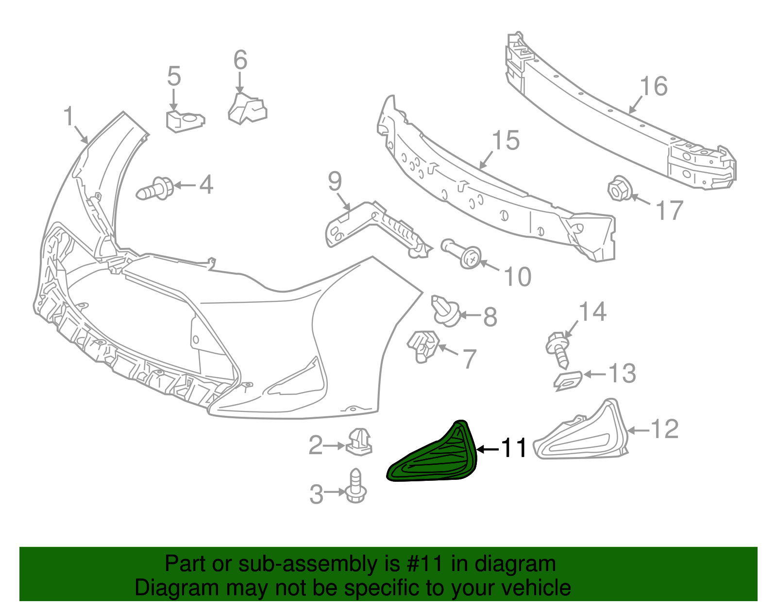 2017-2019 Toyota Corolla Cover Fog Lamp - PASSENGER SIDE 81481-02918 ...