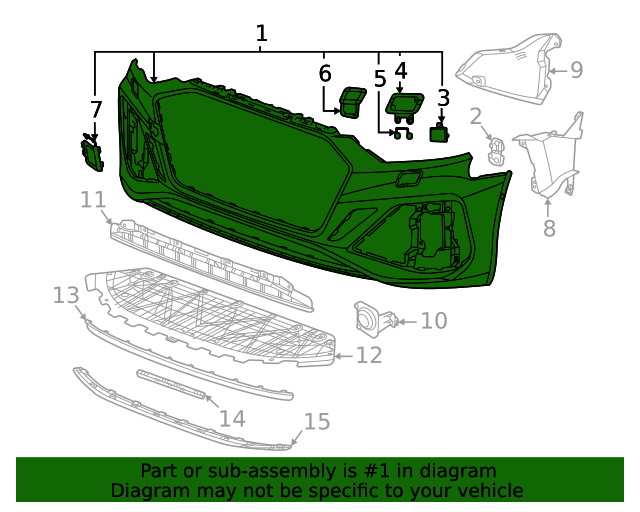 2021-2023 Audi Bumper Cover 8W6-807-065-AG-GRU | Audi USA Parts