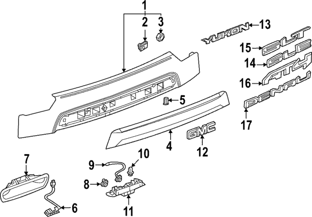 2023-2024 GMC Yukon Rear Closure Center Applique 84816848 | OEM Parts ...