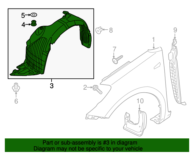 86812-A7900 - Fender Liner - 2017-2018 Kia Forte5 | Kia Auto Parts