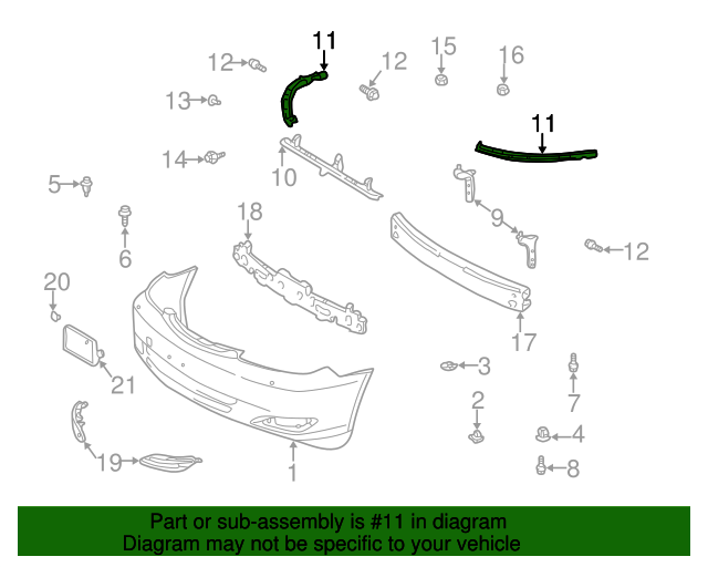 52126-AA020 - Bumper Cover Reinforcement 2002-2006 Toyota Camry ...