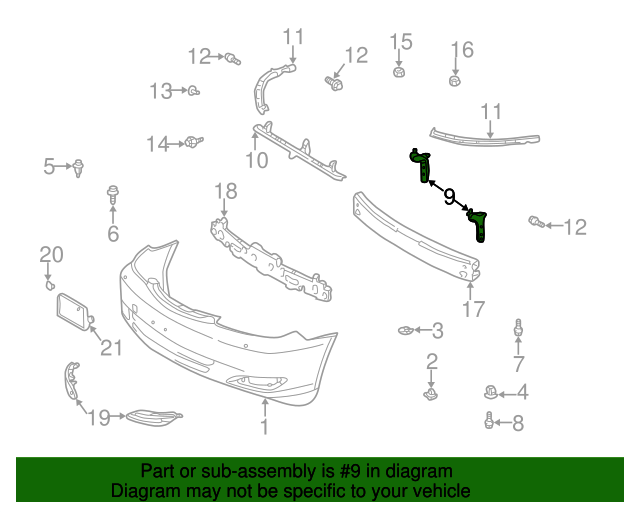2002-2006 Toyota Camry Bumper Cover Support 52116-AA020 | Toyota Parts