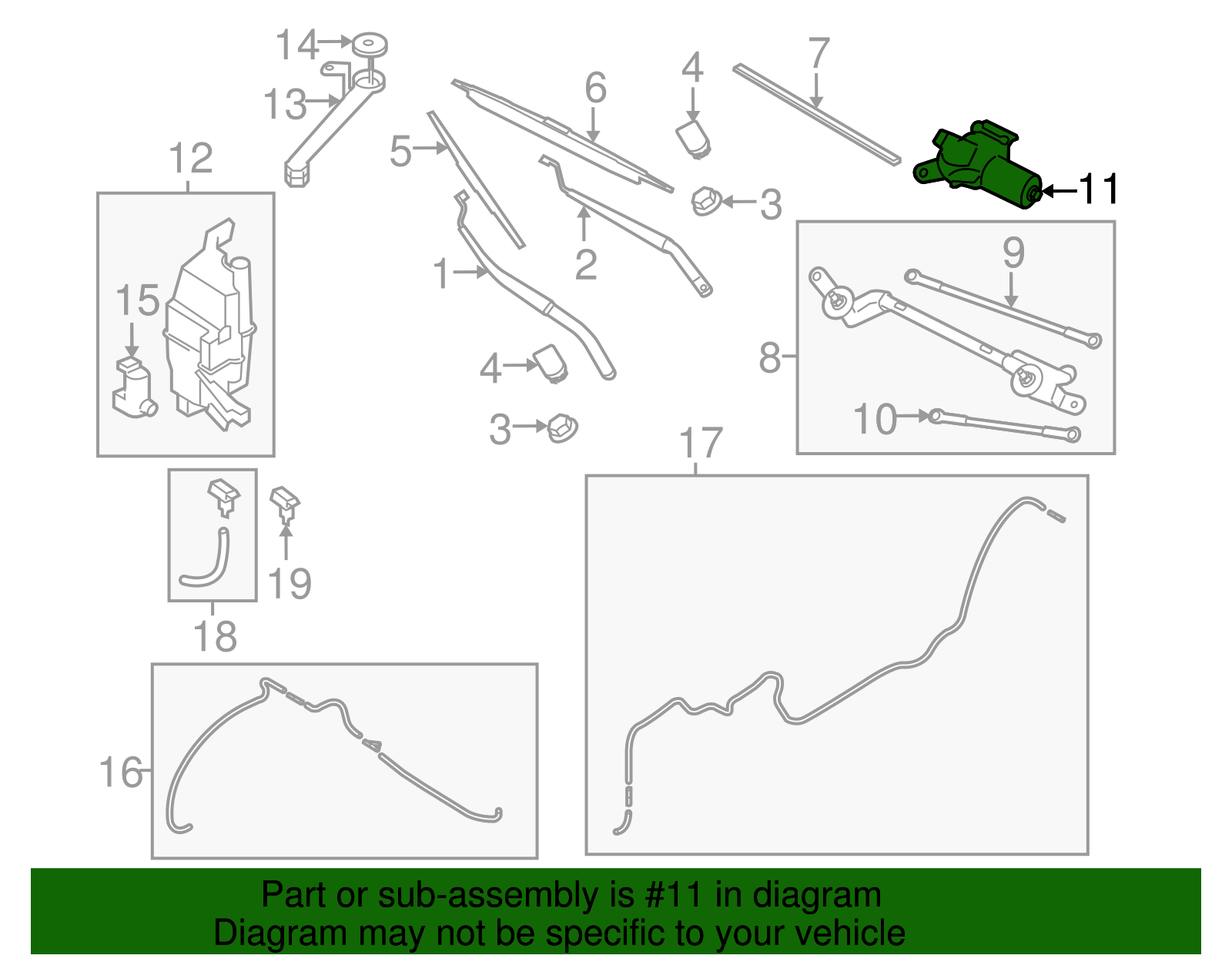 2008-2015 Nissan Wiper Motor 28810-JM00A | Nissan Parts Central