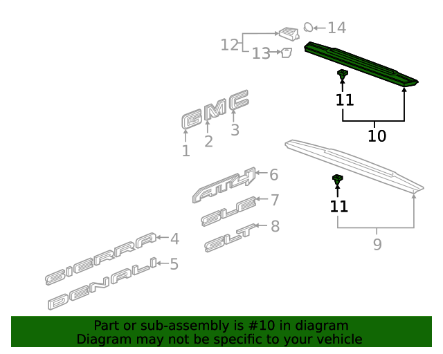 2019-2024 GM Black Pickup Box Tailgate Molding 84608904 | GMPartsDirect.com