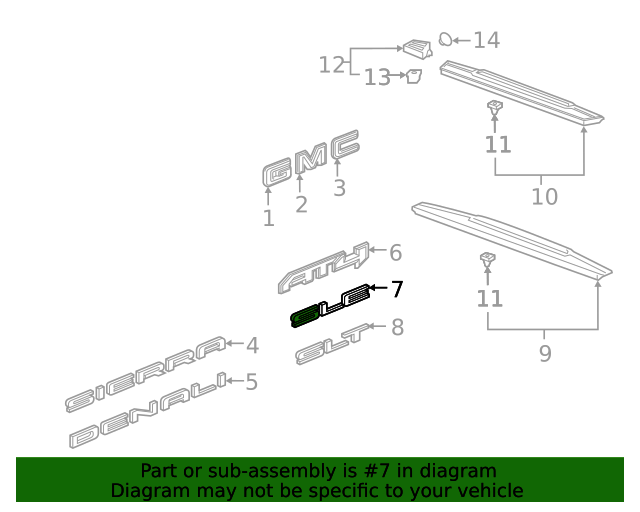 2019-2024 GMC Endgate Trim Level Name Plate 23400414 GM | GMPartsDirect.com