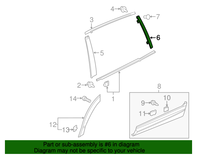 72915-TG7-A01 - Molding Assembly R Rear Door Pillar - 2016-2018 Honda ...