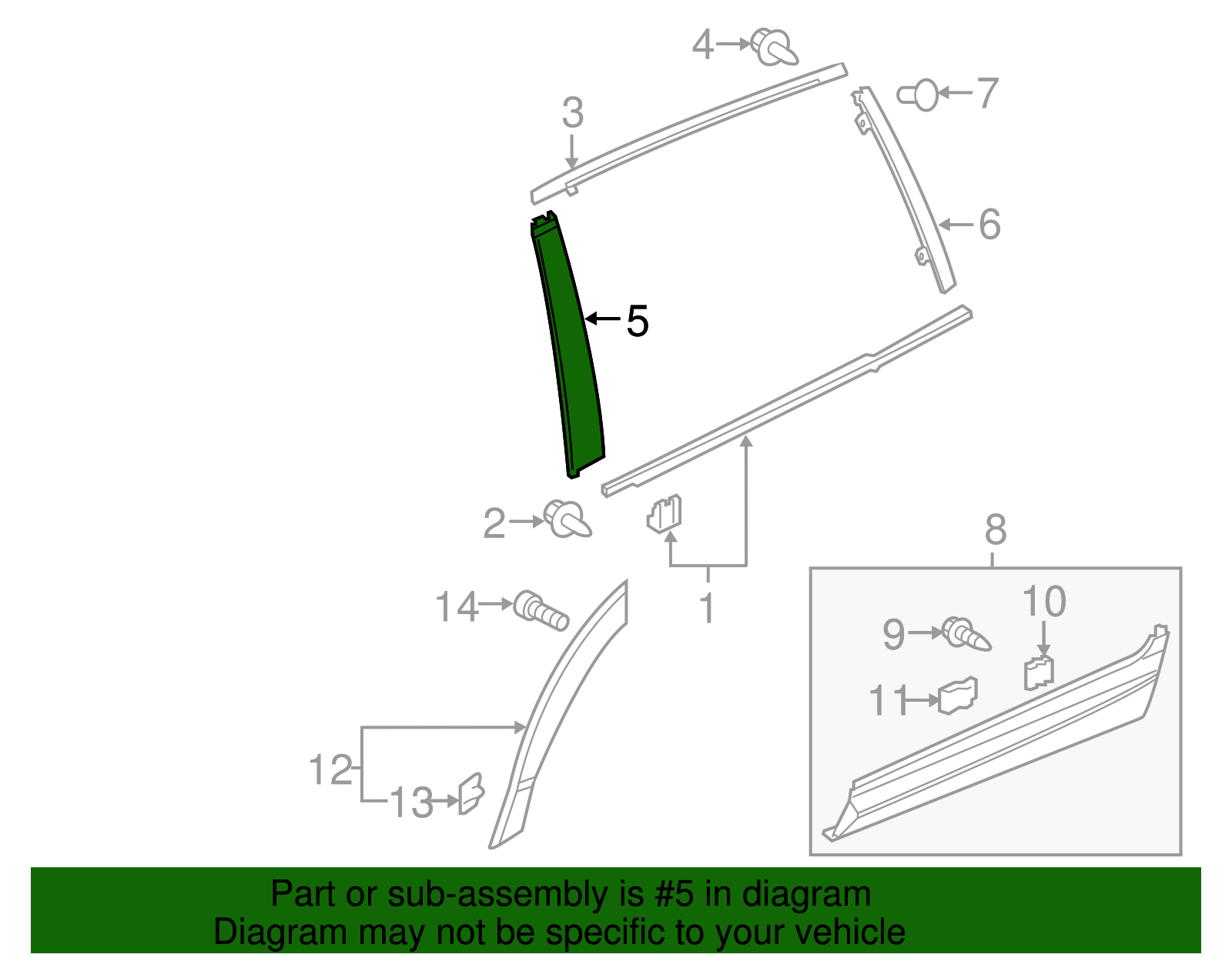 72970-TG7-A01 - 2016-2025 Honda - Garnish Assembly L Rear Door Sash ...