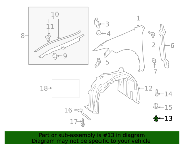 90467-07214 - Fender Liner Clip 2008-2024 Lexus | Longo Lexus Parts
