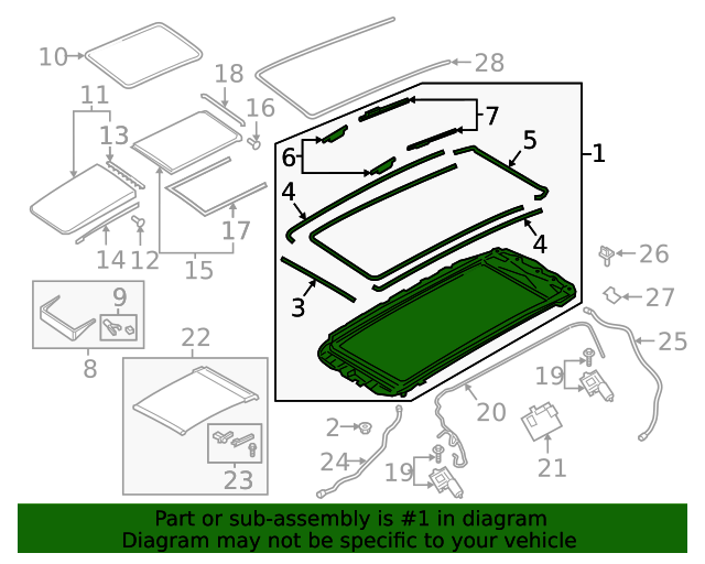2017-2023 Audi Sunroof Frame 4M0-877-049-E | Audi USA Parts