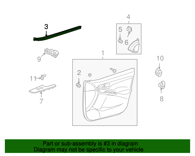2009-2013 Toyota Matrix Weatherstrip 68172-02160 | OEM Parts Online