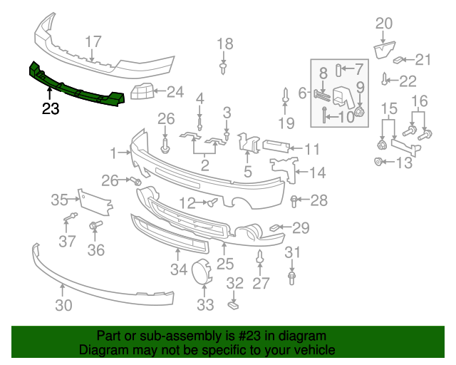 15902105 - Front Bumper Fascia Center Support Bracket 2007-2010 GMC ...