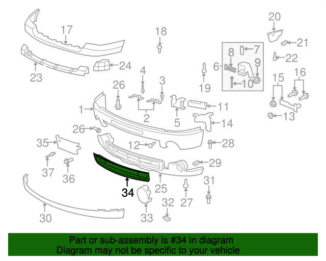 2007-2013 GM Bright Chrome Front Lower Grille 15901589 | TascaParts.com
