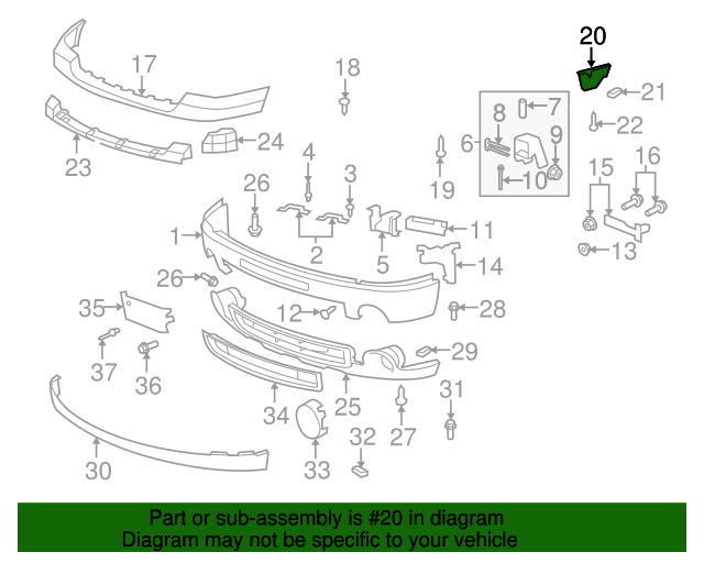 2007-2013 GMC Sierra 1500 Passenger Side Front Bumper Fascia Side ...