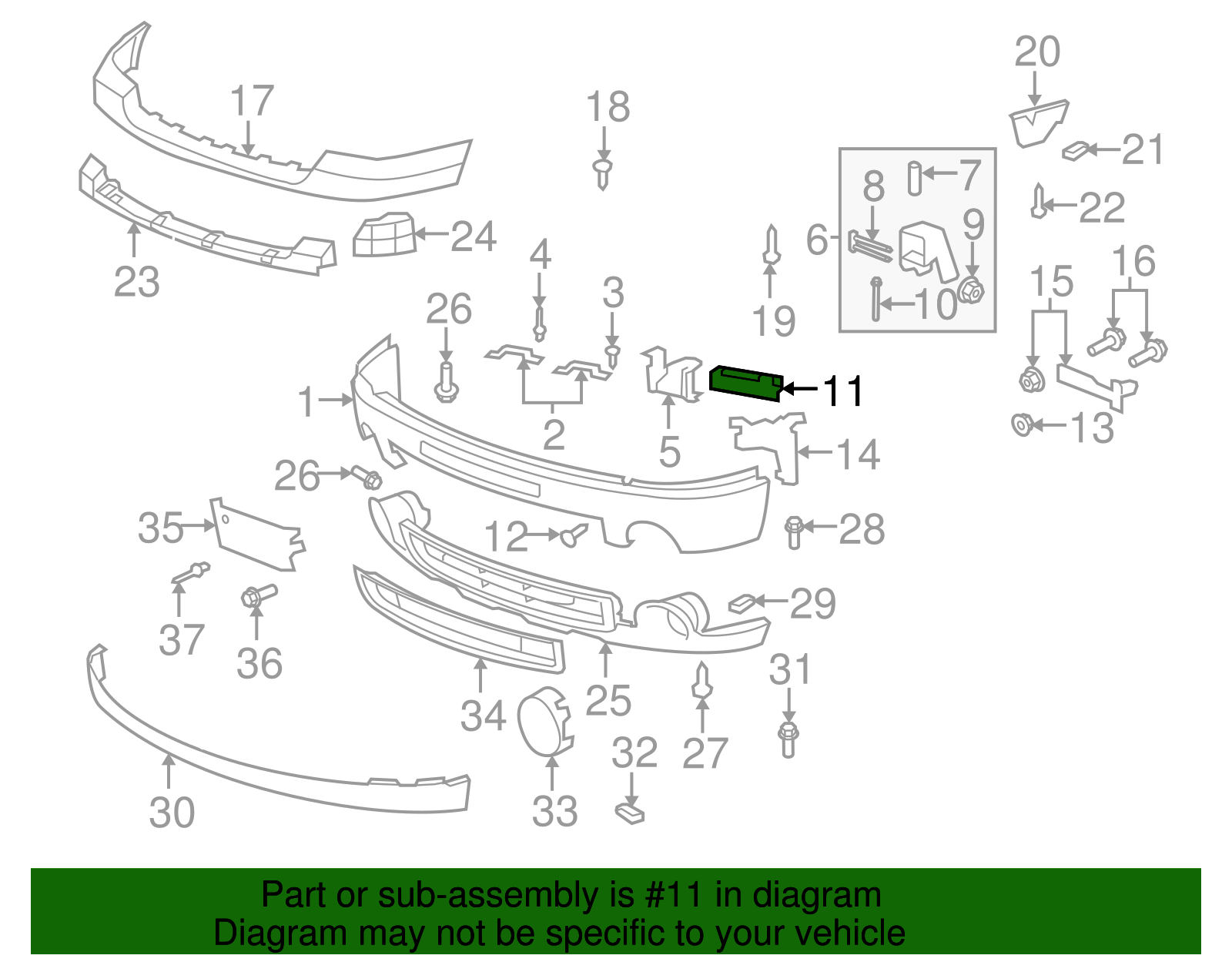 2007-2013 GMC Passenger Side Front Bumper Impact Bar Outer ...