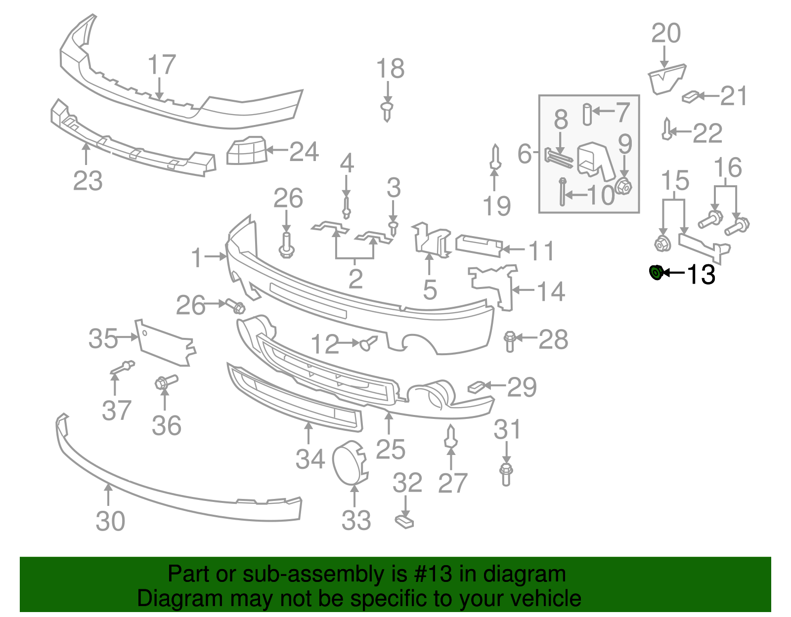 2001-2013 GM Front Bumper Impact Bar Nut 15996181 GM | GMPartsDirect.com