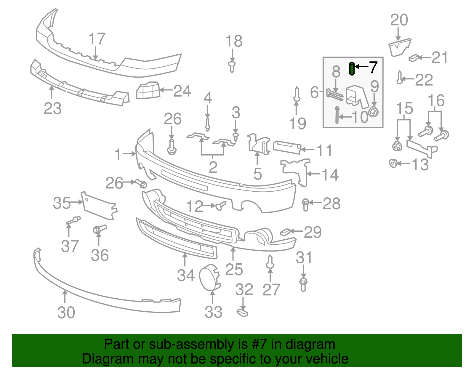 2007-2014 GM Front Bumper Impact Bar Bracket Spacer 15774517 GM ...