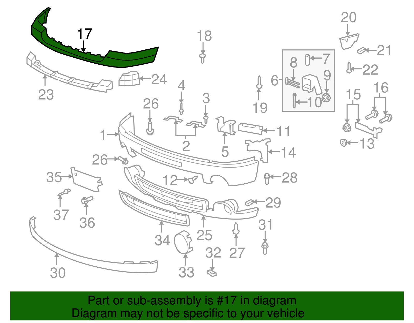 2007-2013 GMC Primed Front Bumper Fascia Trim Cap 25783584 GM ...