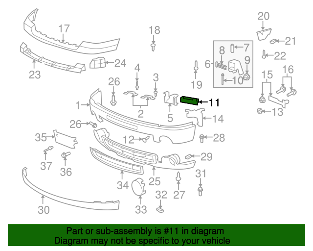 2007-2013 GMC Passenger Side Front Bumper Impact Bar Outer ...