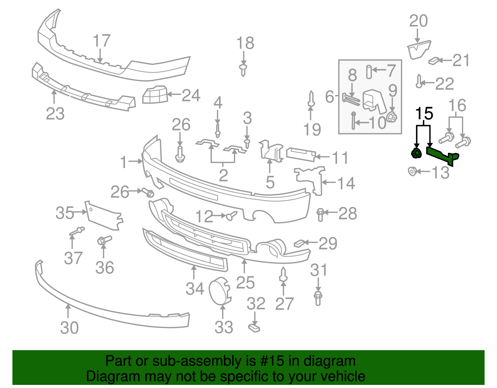 25862429 - 2007-2010 GM - Front Driver Side Bumper Impact Bar Brace ...