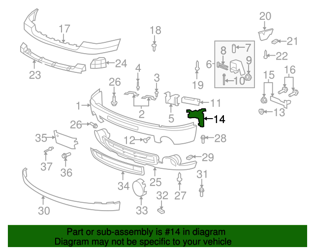 2007-2013 GMC Front Driver Side Bumper Impact Bar Outer Bracket ...