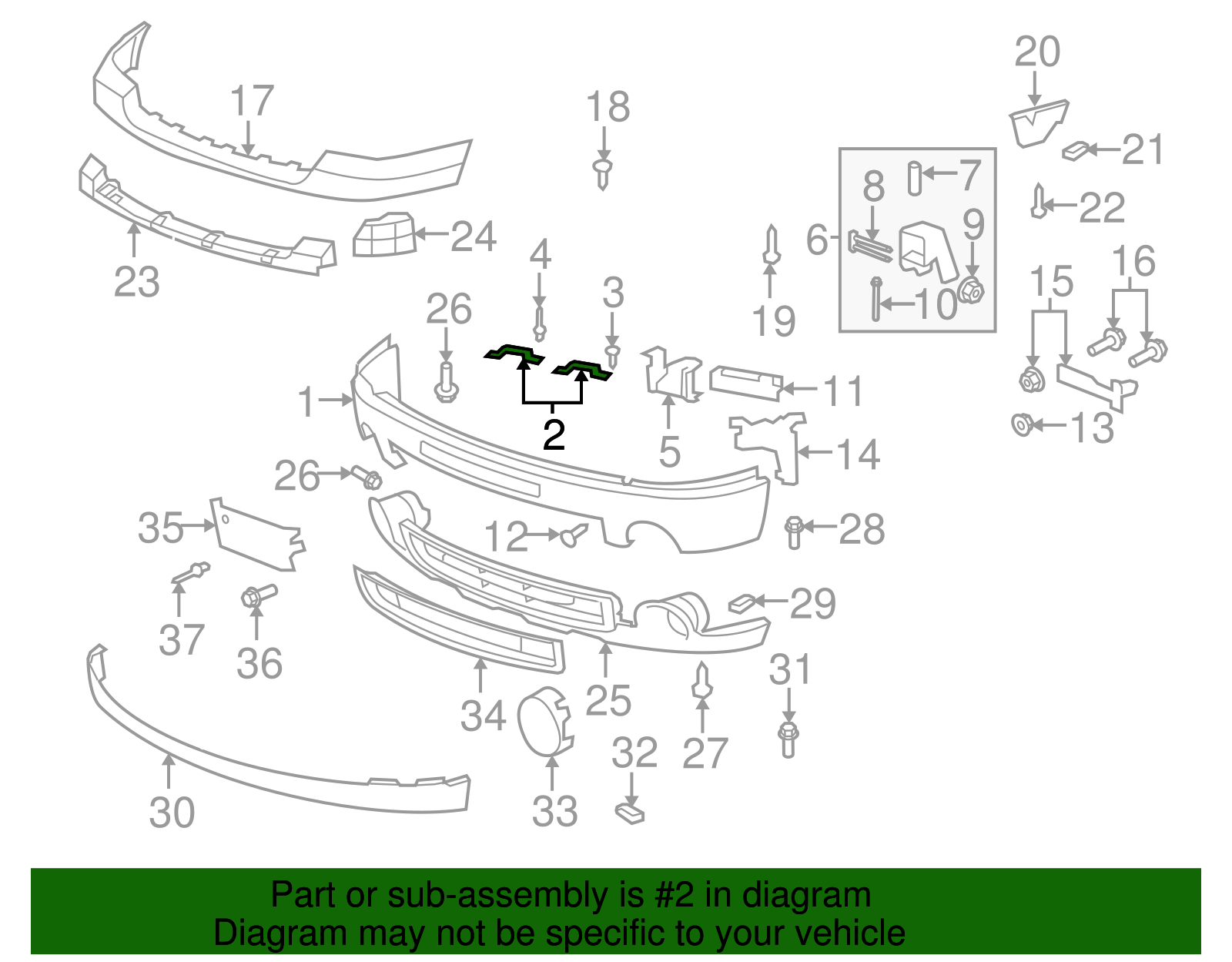 2007-2013 GMC Front Bumper Impact Bar Bracket 15889552 GM ...