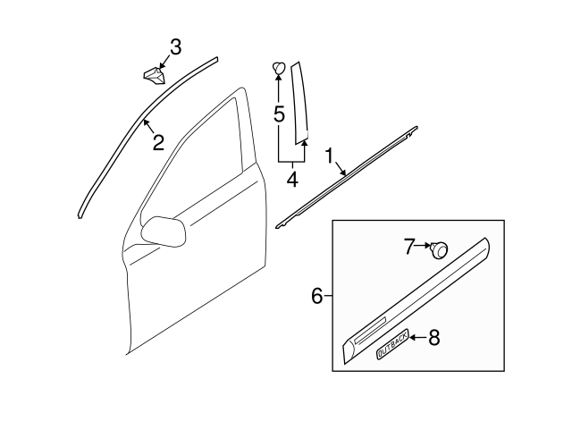 2010-2012 Subaru Outback Cladding Molding Passengers Front Door Lower ...