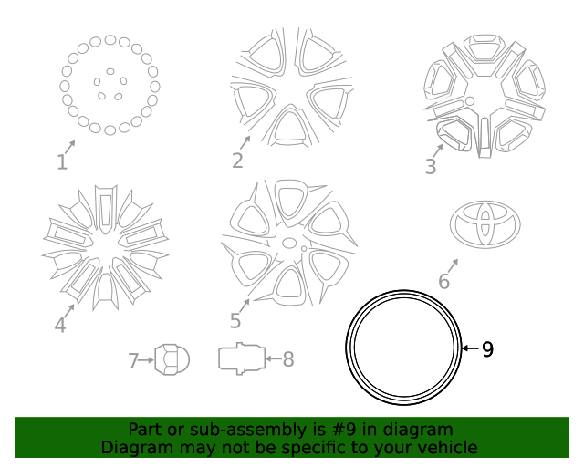 42611-48752 - Spare Tire - 2019-2024 Toyota RAV4 | OEM Genuine Toyota Parts