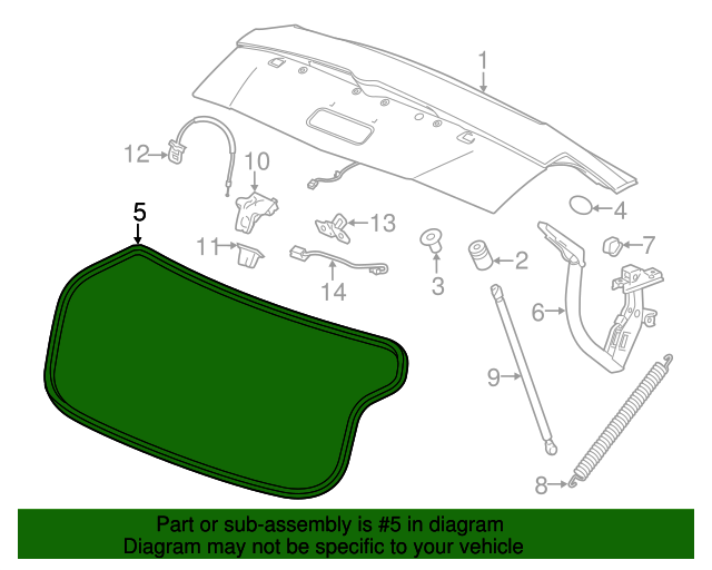 Genuine OEM Rear Compartment Lid Weatherstrip Part# 84113009 Fits 2014 ...