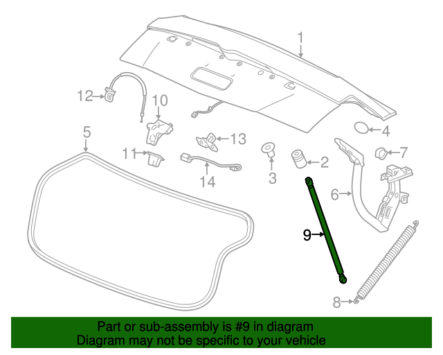 2014-2019 Cadillac CTS Deck Lid Strut 23119017 | GMPartsDirect.com