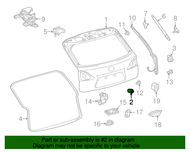 2004-2015 Lexus Lift Gate Cushion 90541-A0001 | OEM Parts Online