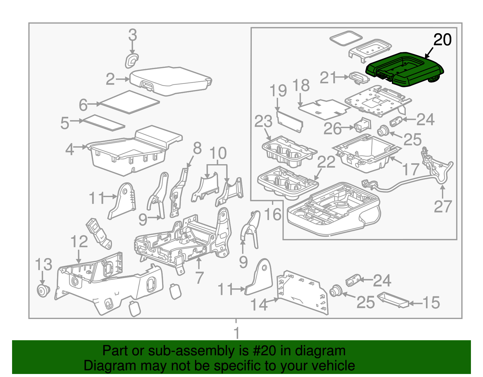 2014-2020 GM Console Lid 22881398 GM | GMPartsDirect.com