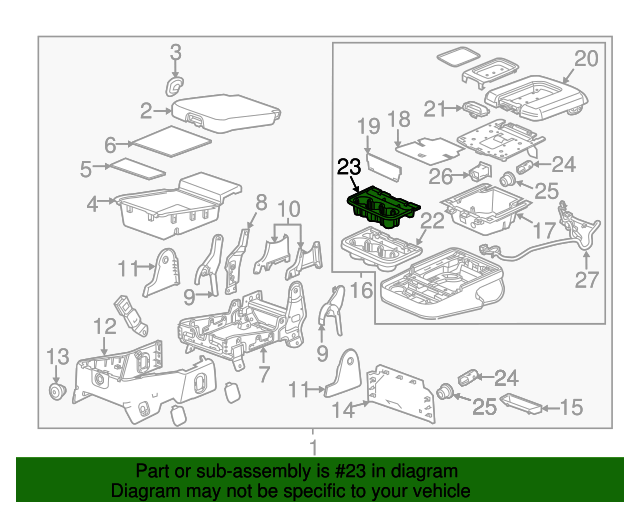 2014-2020 GM Front Floor Console Front Compartment 23362989 GM ...