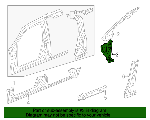 1999-2004 Honda Odyssey Pillar Set, L Front (Lower) (Inner) 04647-S0X ...