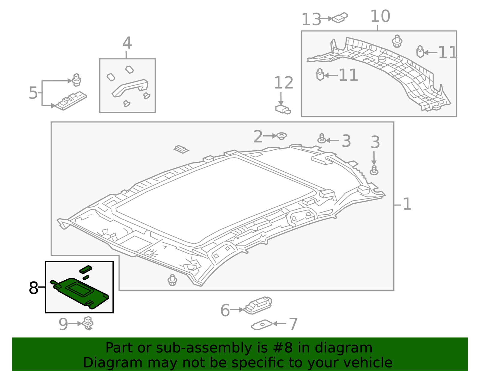 Genuine OEM Acura - Sun-Visor Part# 83280-TJB-A01ZC | Acura Parts For Less
