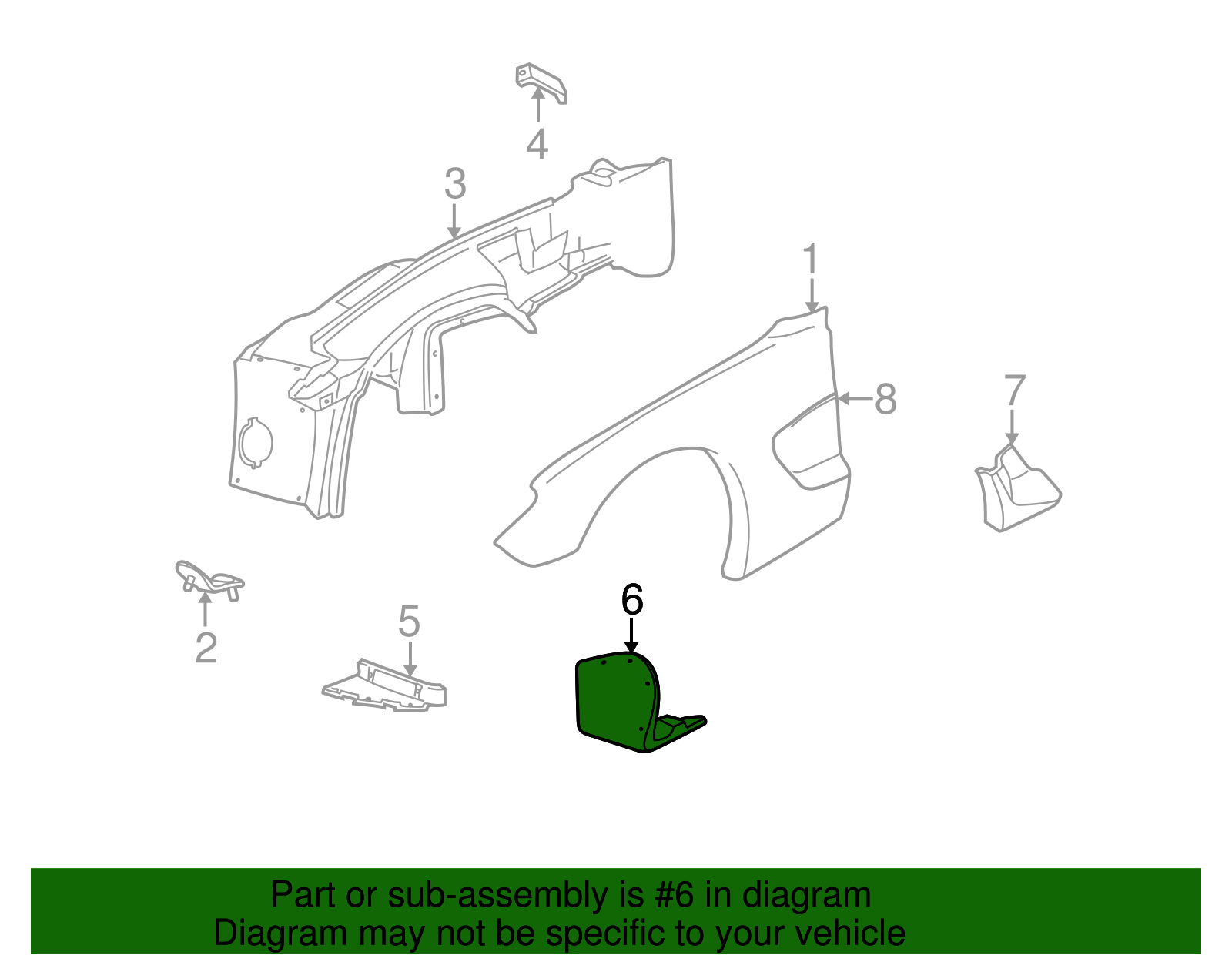 1997-2004 Chevrolet Corvette Passenger Side Wheelhouse Liner 12455608 ...