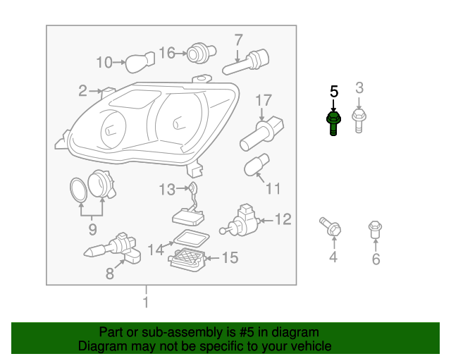 2005-2012 Toyota Bumper Cover Upper Bolt 90109-A0003 | Toyota Parts Center