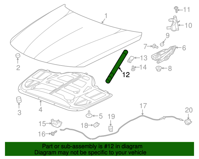 2016-2018 Cadillac CT6 Hood Strut 22996272 GM | GMPartsDirect.com