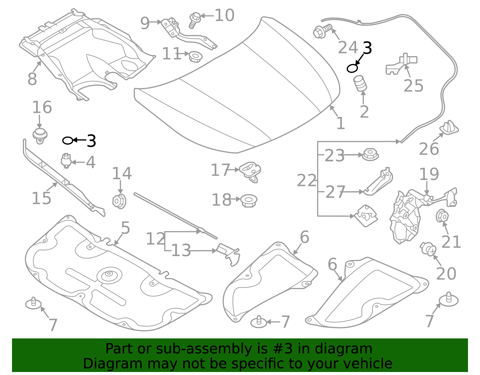 1992-2025 Subaru Hood Protector 57243CA000 | Subaru Parts Store