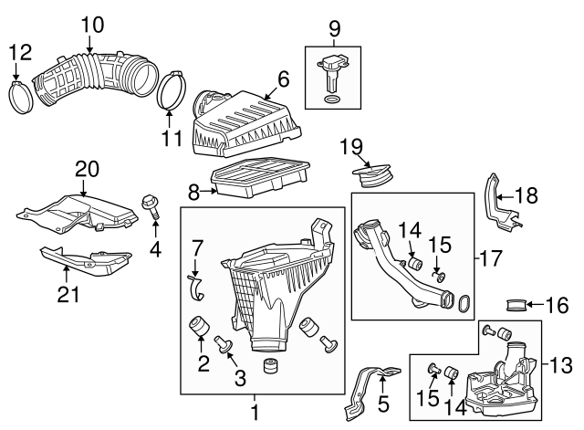 17256-5J0-A00 - Air Inlet Cover 2012-2015 Honda Crosstour | Honda Parts ...