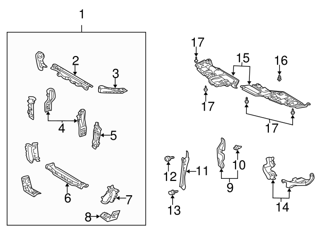 2002-2006 Toyota Camry Radiator Support 53210-06010 | Toyota Parts