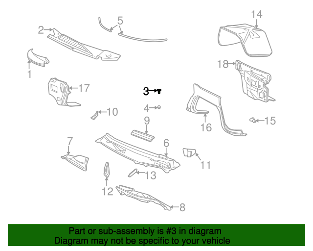1996-2024 GM Push-In Air Inlet Grille Panel Retainer 11562026 GM ...