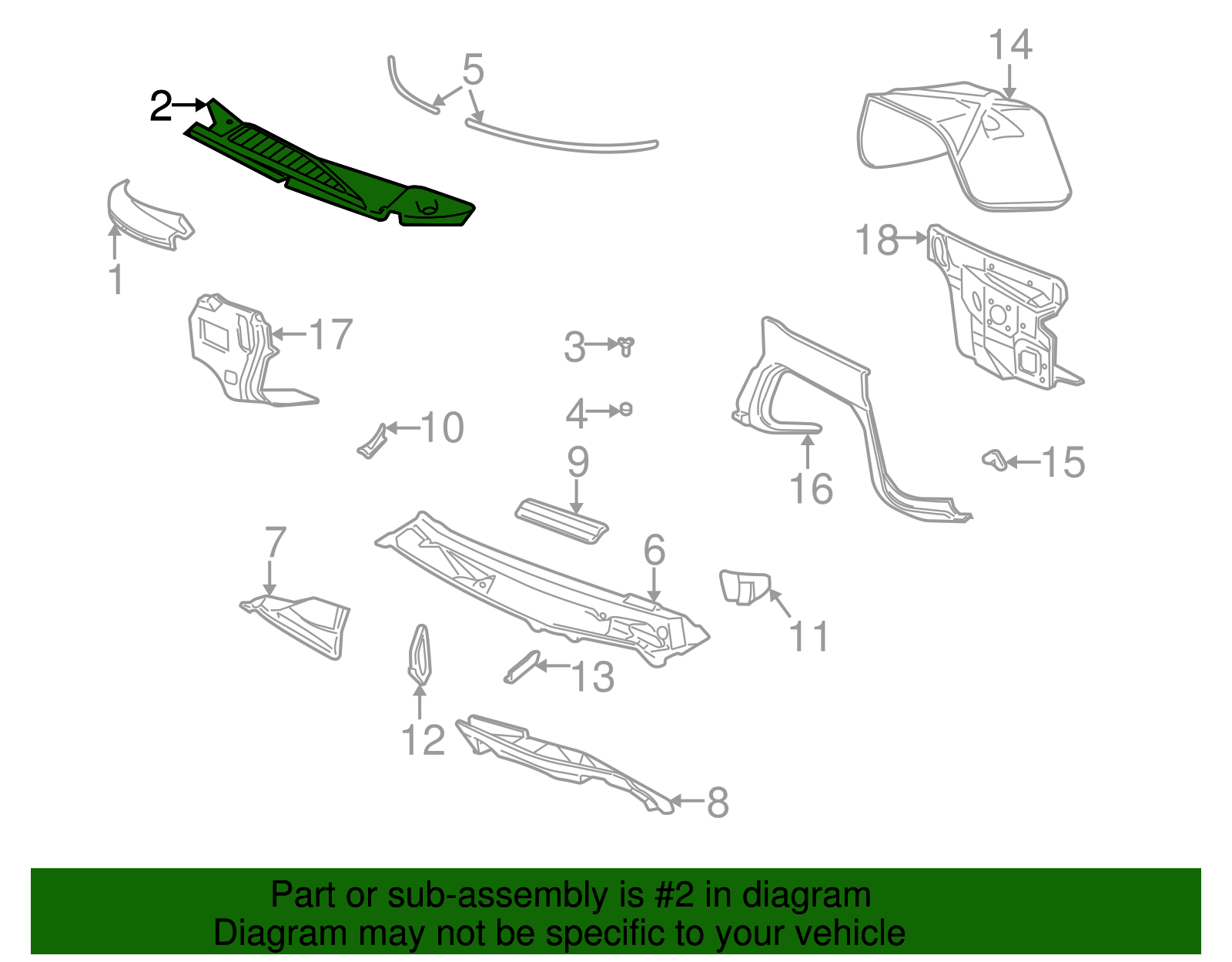 2020-2025 GM (Replaces 84947810) Driver Side Air Inlet Grille Panel ...