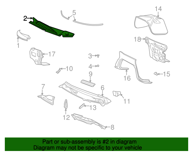 (Replaces 84947810) Driver Side Air Inlet Grille Panel 85625362 GM ...
