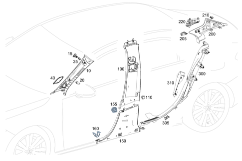 Paneling for a, B, C and D-Pillars for 2020 Mercedes-Benz A 220 ...