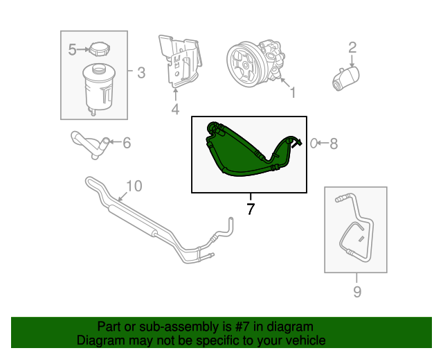 LR031836 - Power Steering Pressure Hose 2010-2013 Land Rover Range ...
